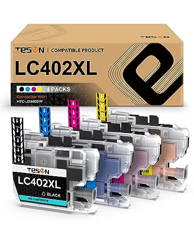 TESEN LC402XL Compatible Ink Cartridge Replacement for Brother LC-402XL High Capacity LC402 402 for Brother MFC-J5340DW MFC-J6540DW MFC-J6740DW MFC-J6940DW Printer Black Cyan Magenta Yellow 4 Packs