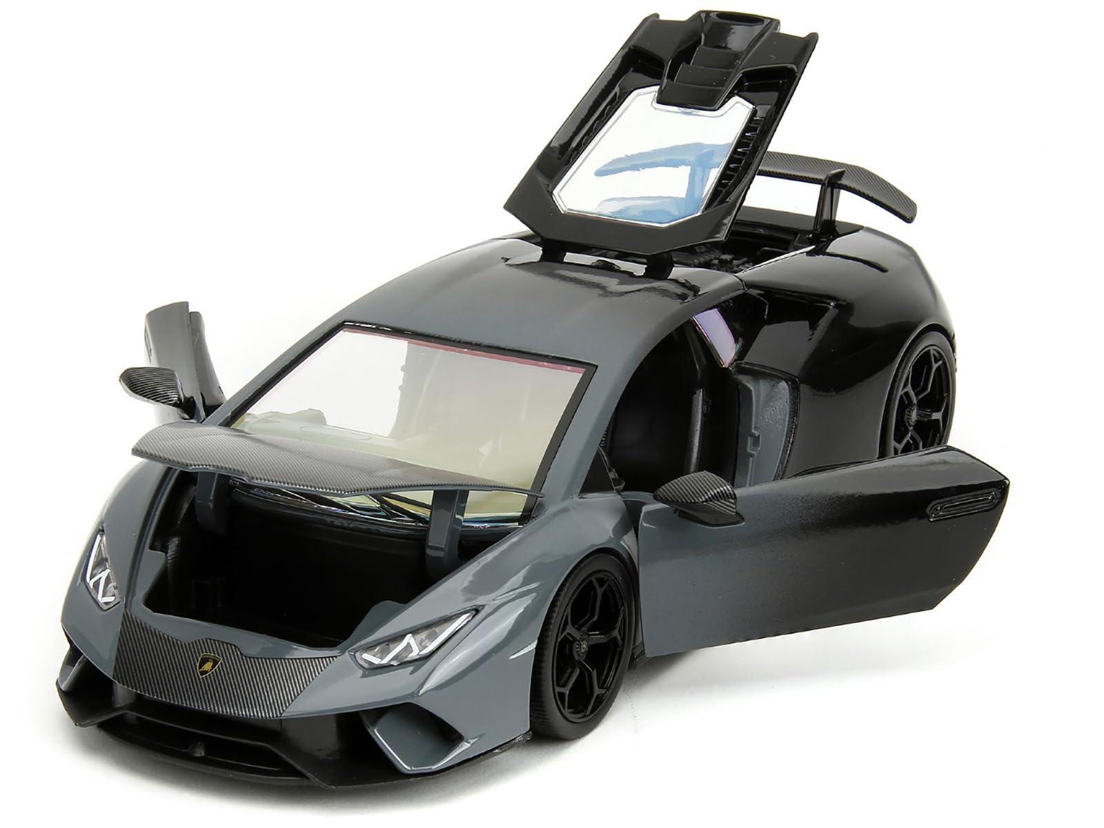 Lambo Huracan Perfomante Gray and Black Gradient with Carbon Hood Pink Slips Series 1/24 Diecast Model Car by Jada 34895