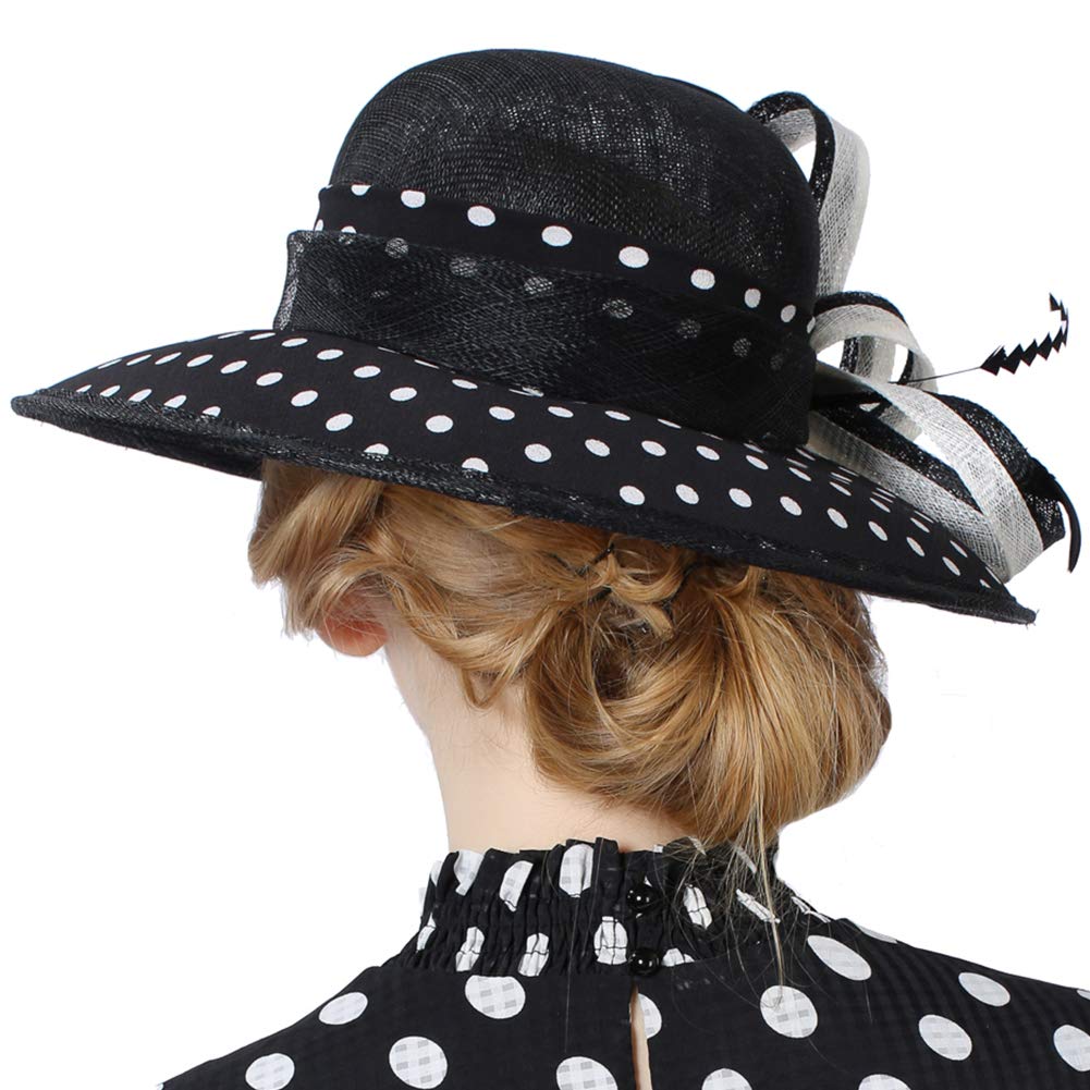 Koola's Sinamay Women's Hats Black white Point Color, Black 3, Size One_Size