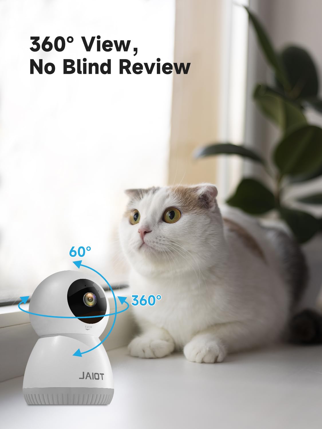 JAIOT WiFi Indoor Security Camera, Pet Camera with Phone APP, Pan/Tilt Wireless Cameras for Home Security 360, Smart Camera with Motion Detection, 2-Way Audio, Siren,Work with Alexa
