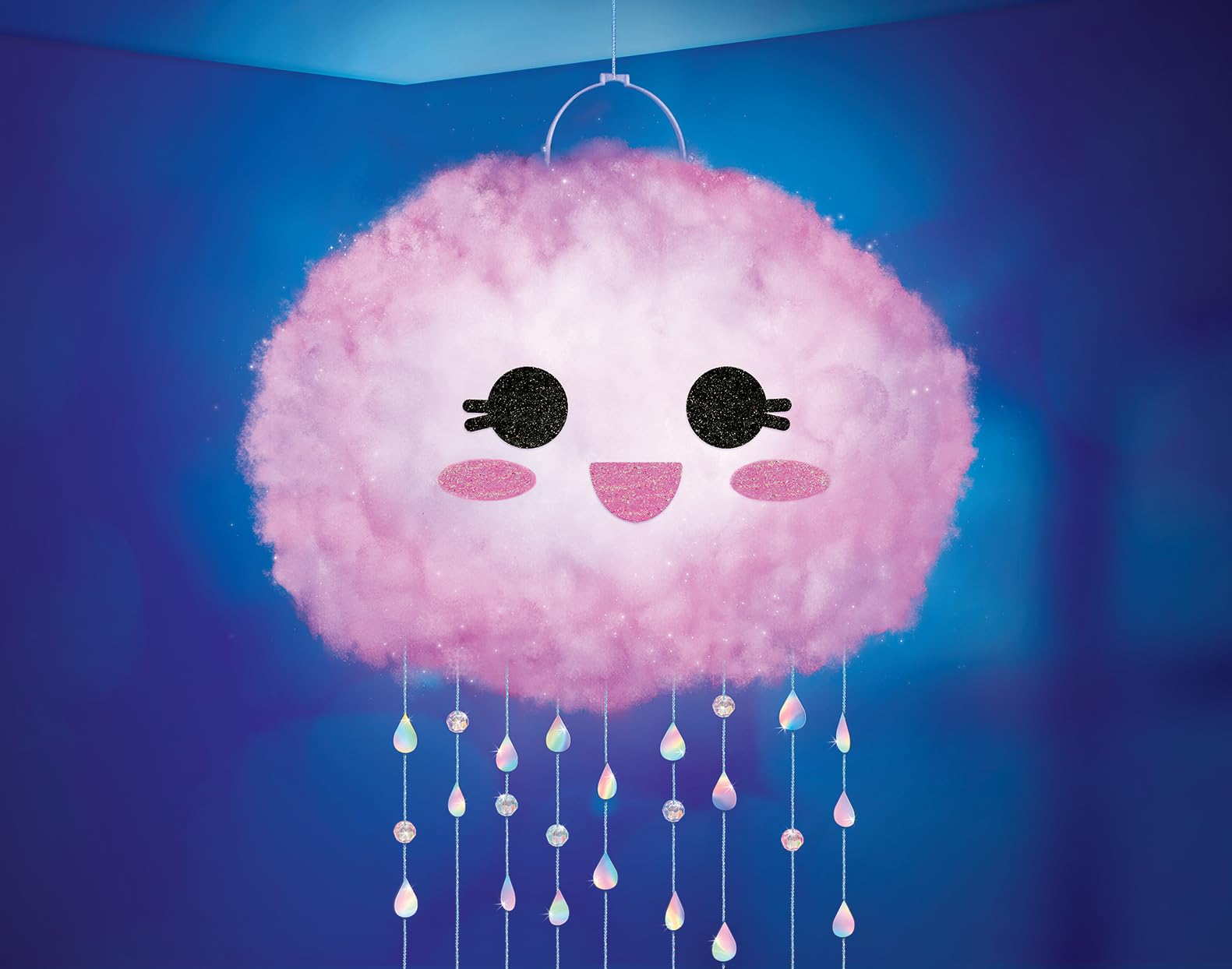 Make It Real - DIY Led Cloud Lamp - Hanging Bedroom Lamp with Color Changing Led Lights - Includes Nylon Lantern, LED Strip, Beads, Stickers, and More! - DIY Arts and Crafts for Kids