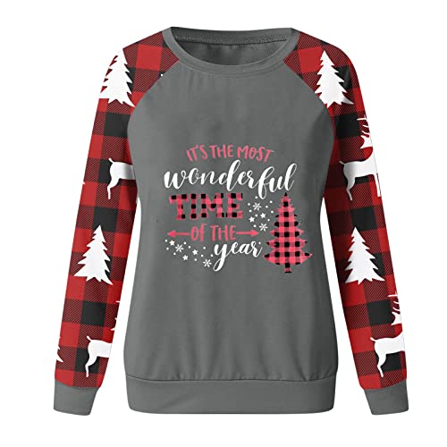 Women Hoodies Pullover Trendy Hoodies Pullover Long Sleeve Festival Shirts Drop Shoulder Pullover Clothes Outfits Grey