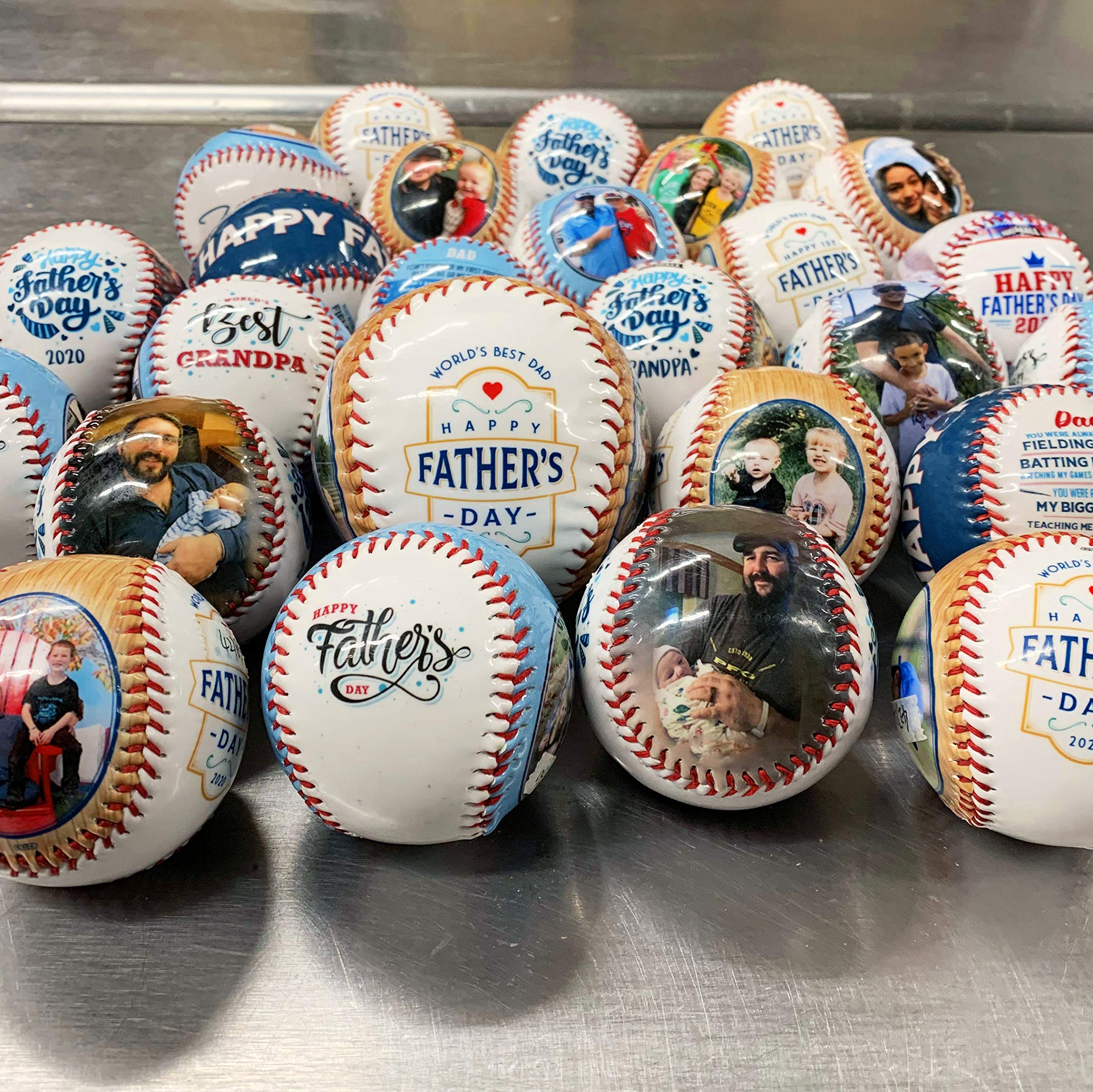 Make-A-Ball Custom Father's Day Photo Softball Gift Personalized Picture for Dad, Father, Grandpa, Grandfather (DAD from Son - Retro Navy)