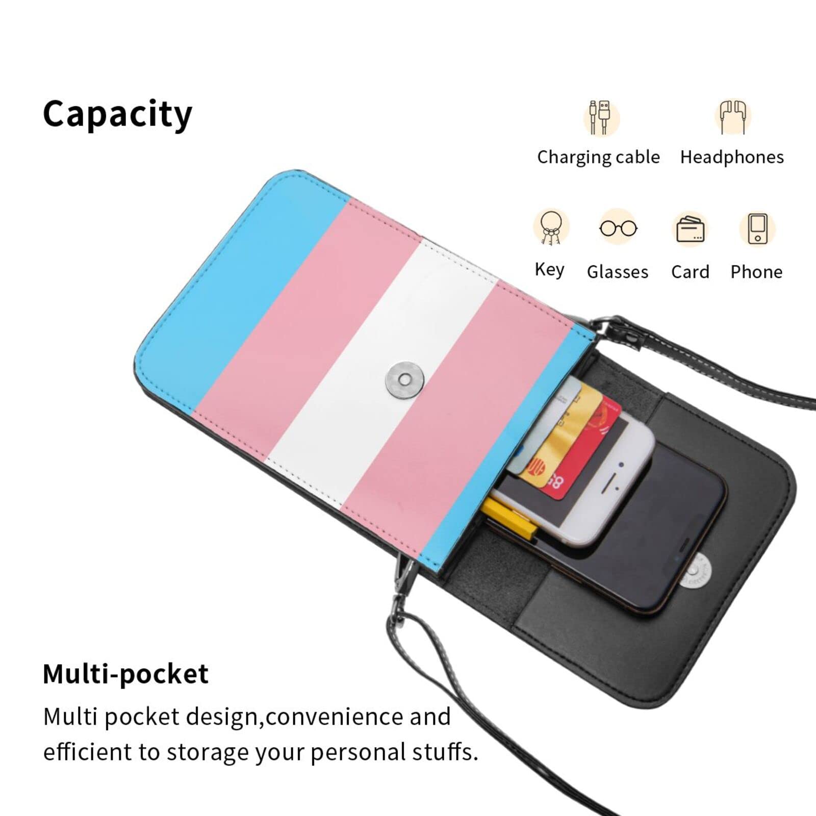 Small Crossbody Cell Phone Purses For Women Transgender Pride Flag Cute Wallet