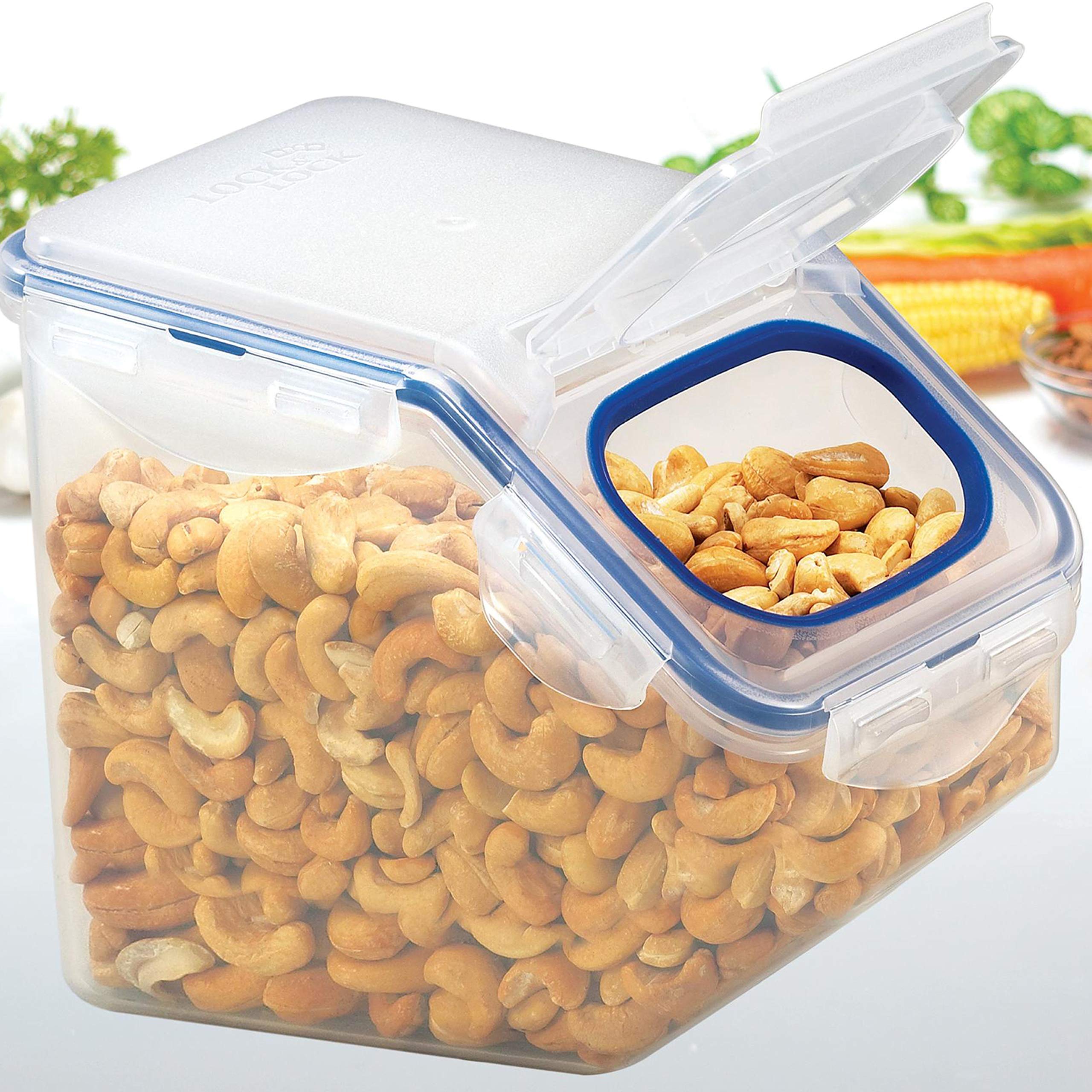 LocknLock Easy Essentials Food Lids (Flip-top) / Pantry Storage Containers, BPA Free, Top-10 Cup-for Snacks, Clear (Pack of 2)