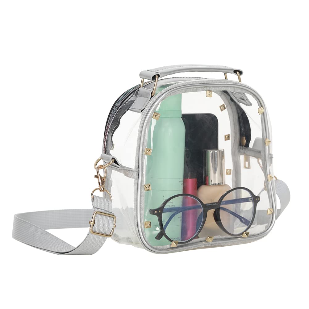 Suelinvy Clear Crossbody Bag - Clear Purse, Adjustable Sling Cute Zipper Concert Stadium Approved Clear Bag