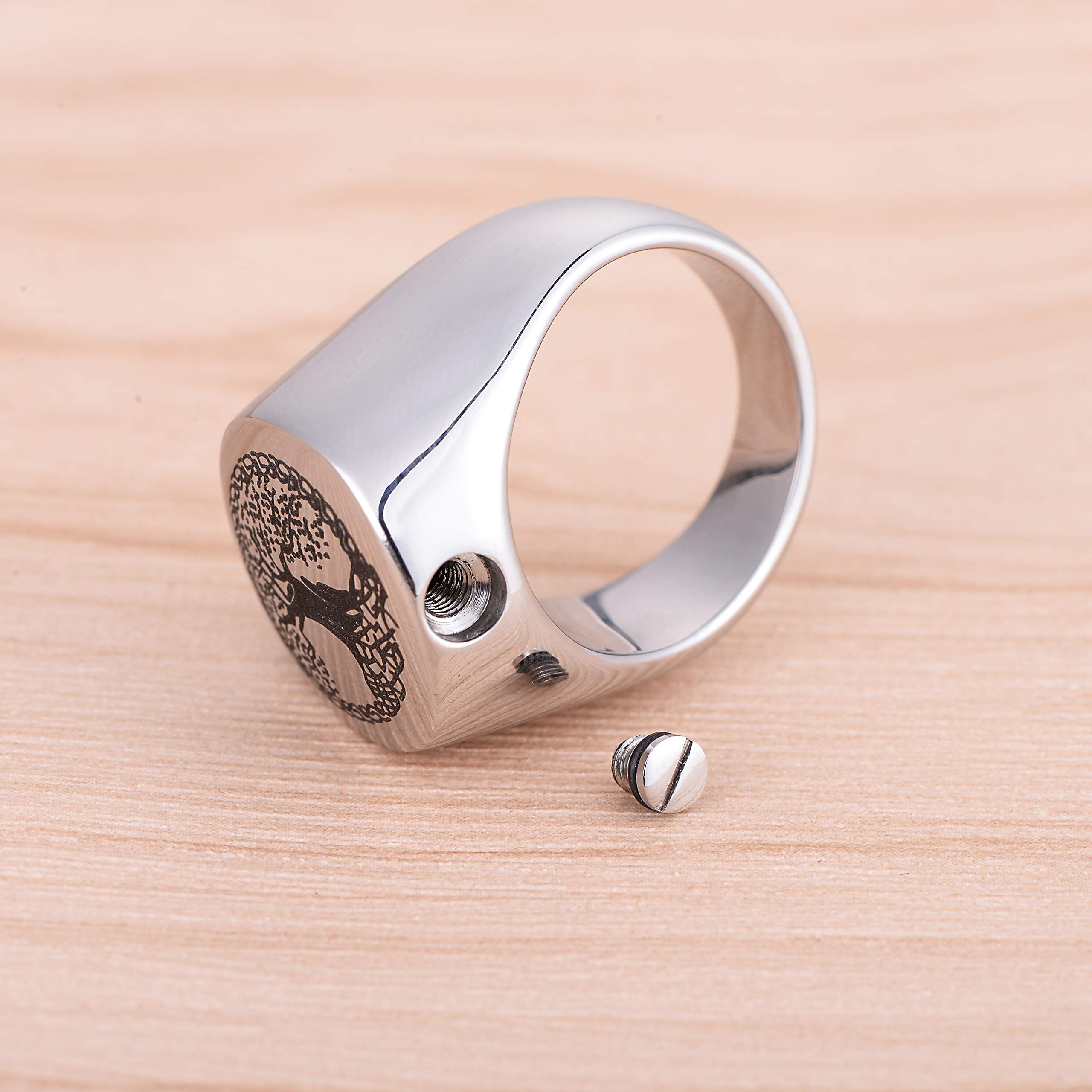 KY Cremation Ring for Ashes Memorial Urn Ring Stainless Steel Celtic Knot Retro Jewelry Keepsake Ring Size 9/10