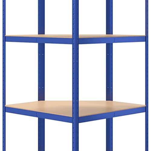 vidaXL 4-Layer Corner Shelf - Blue Galvanized Steel & Engineered Wood - Industrial Style - Ample Storage Space - Perfect for Commercial and Residential Use