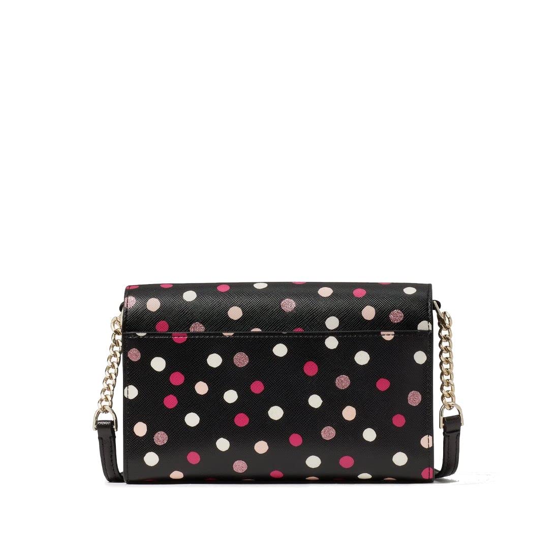 Kate Spade Staci Glimmer Dot Printed Small Flap Crossbody Bag (Black Multi)
