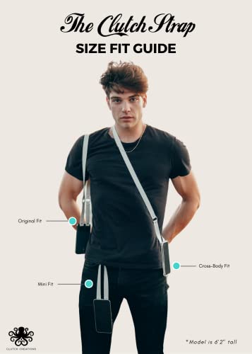 The Clutch Strap Mini Adhesive Phone Carrying Strap with Brown Leather and Brass Hardware, 15-Inches