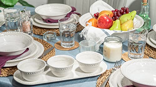 Zak Designs French Country House Melamine Plastic Oval Serving Platter (16 inches, Oyster), Condiment Bowl-Tray 4pc, durable and BPA Free