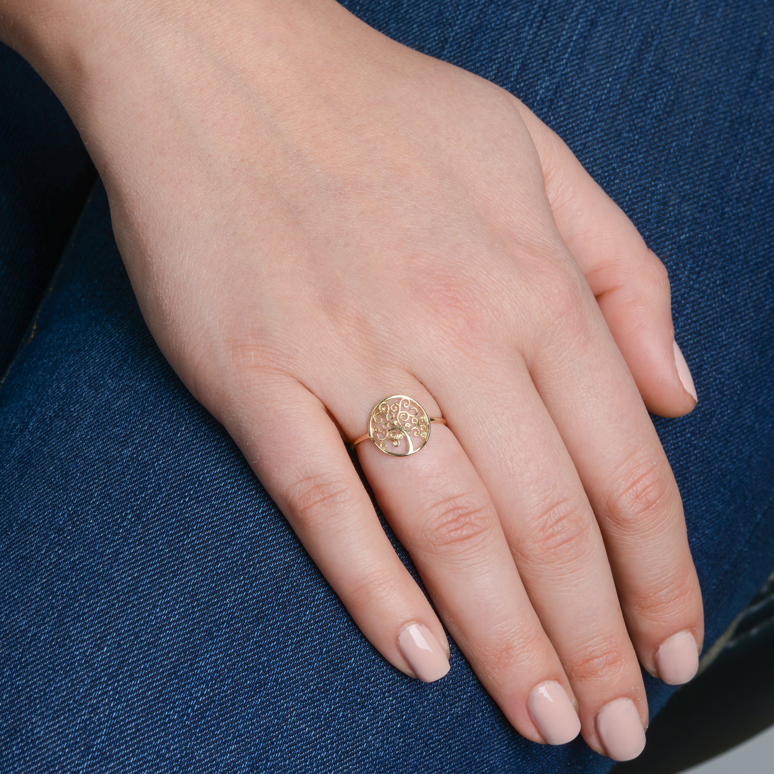 Kooljewelry 14k Yellow Gold Tree of Life Ring (size 8)