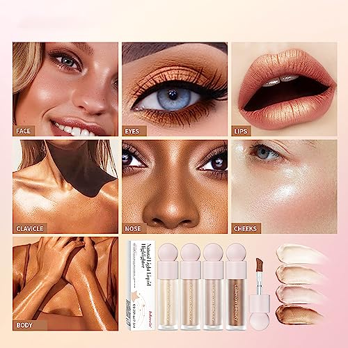 Liquid Highlighter Stick,Contour Highlighter Makeup Stick for Face Body,Moisturizing Waterproof Lightweight Cream Face Luminizer Illuminator,Natural Glossy Face Highlighter Makeup(#01-Moonlight)