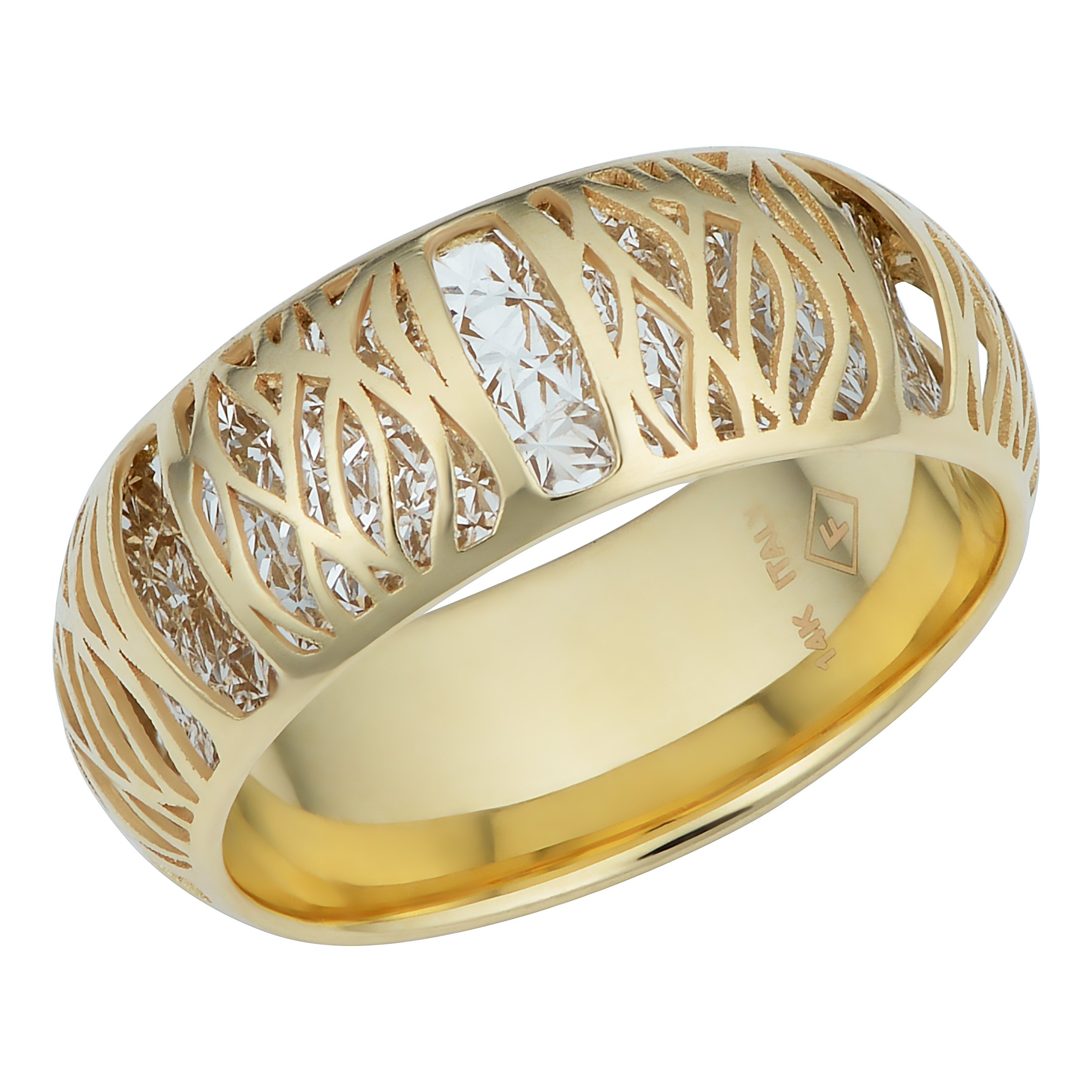Kooljewelry 14k Two-tone Gold Filigree Band Ring (size 7)