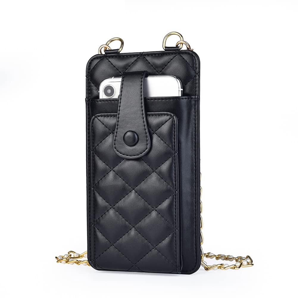 Small Cell Phone Cross Body Bag Purses Crossbody Shoulder Bags with Chain Strap Card Holder for Google Pixel 7 6a 5a 5G 4a 5G (Black)