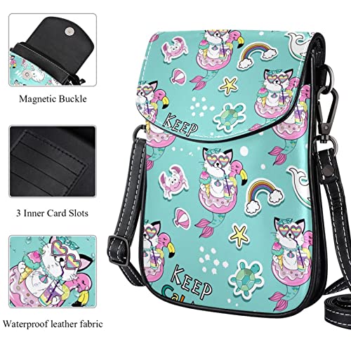 Small Crossbody Bag Rainbow Cat Cell Phone Purse Wallet