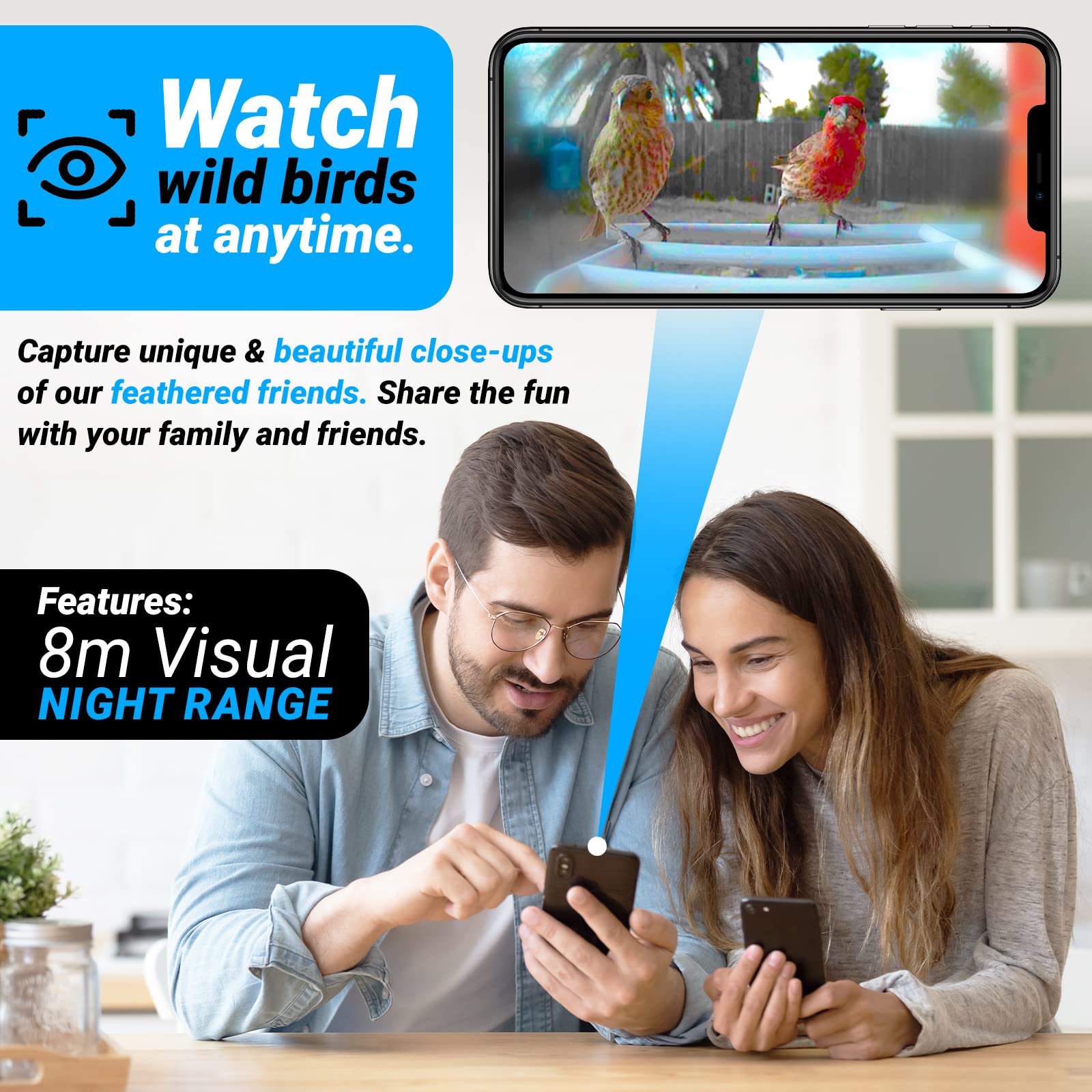 Sainlogic Free AI Smart Bird Feeder with 1080P HD Camera, Camera Bird Feeder Identify Bird Species with 2 Solar Panels, Video Bird Feeder with WiFi & Motion Detection, Smart Bird Feeders as Gifts