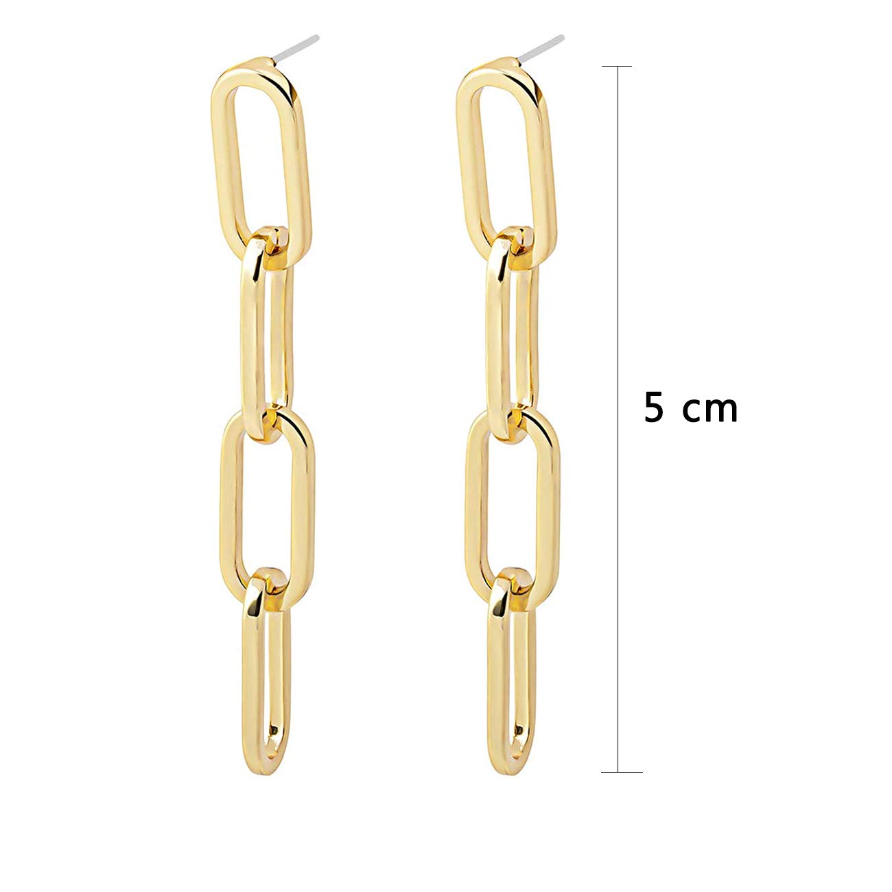 Link Chain Drop Earrings Minimalist Punk Paperclip Chain Dangle Earrings for Women Gold Silver