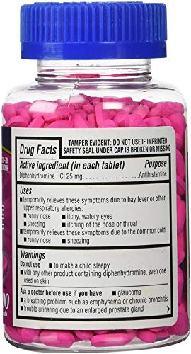 Kirkland Signature Allergy Medicine Diphenhydramine 25 Mg 600 Count (Pack of 2)