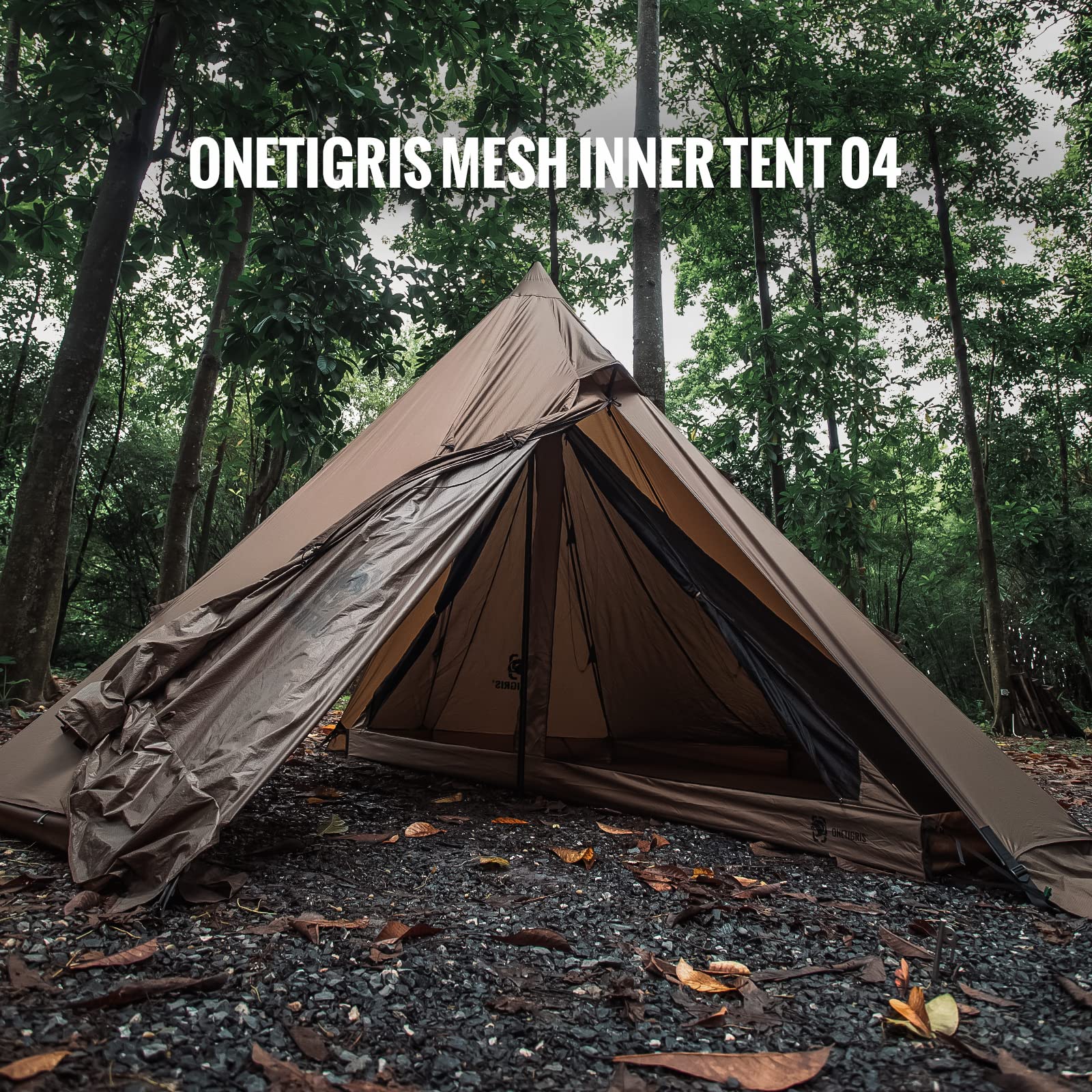 OneTigris Rock Fortress Hot Tent, Half Dome Mesh Inner Tent, and Tiger Roar Wood Stove Combo
