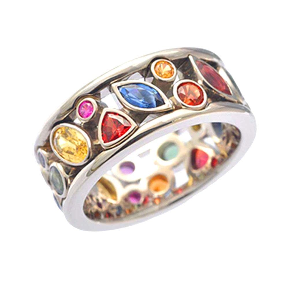 Quartz Crystal Ring Multicolor Healing Crystal Rings Statement Stackable Ring for Women Weight Loss