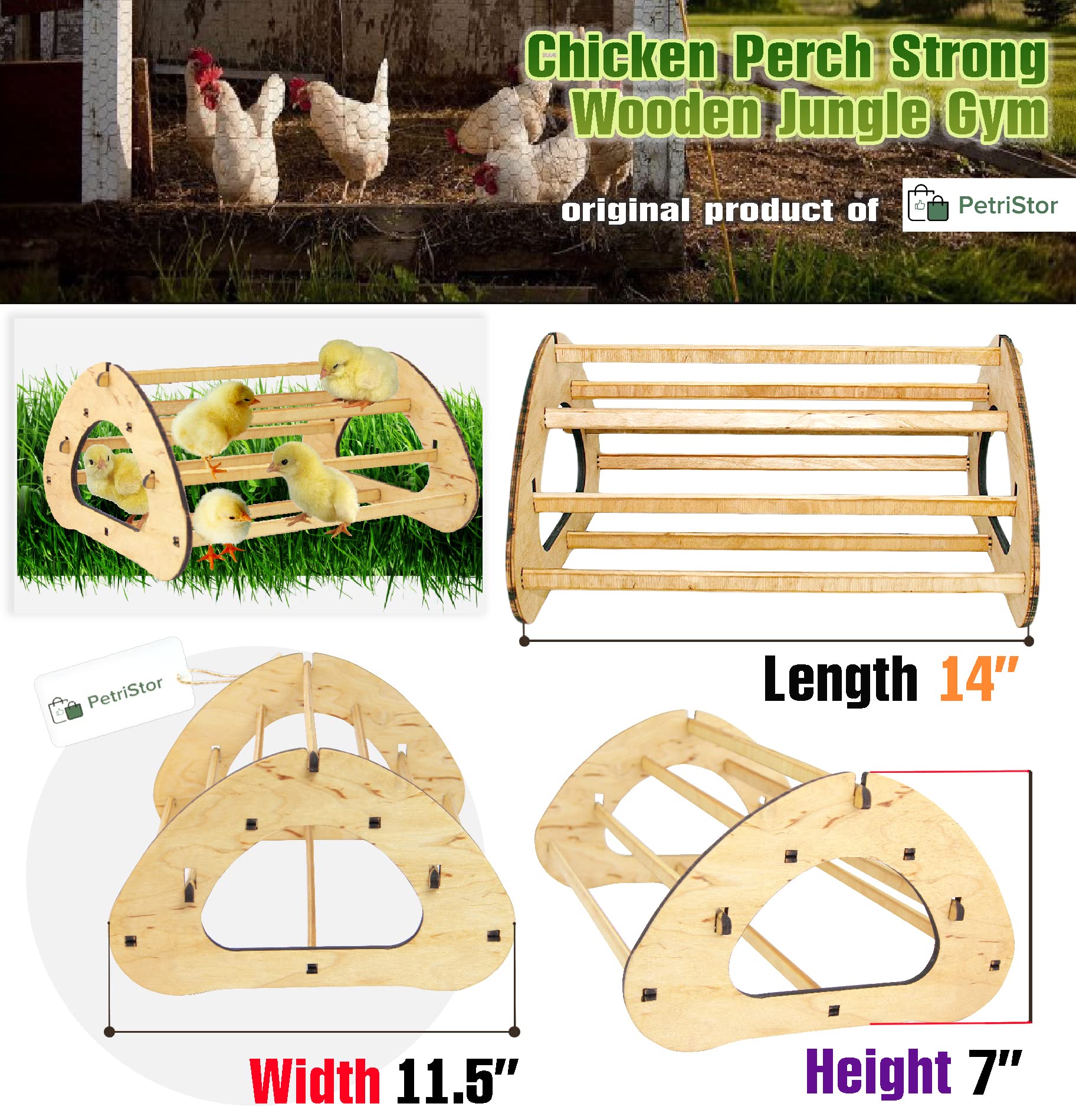 Wooden Chicken Perch for Baby Chick - Chick Roosting Bar with 7 Crossbars - Chick Roost for Brooder - Chicken Roosting Bars - Baby Chick Perch - Baby Chicken Toy