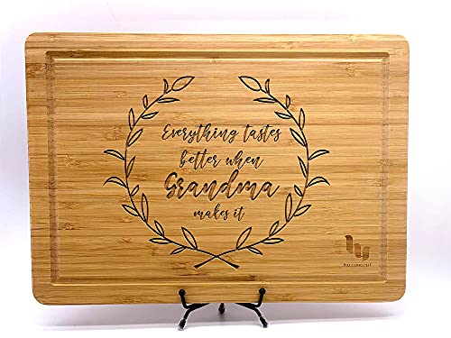 Personalized Cutting Board for Mom or Grandma, Custom Engraved Kitchen Gift, Customized Mom and Grandma Gift from Daughter or Son, Kitchen Sign with Stand, 12 Designs and 3 Sizes