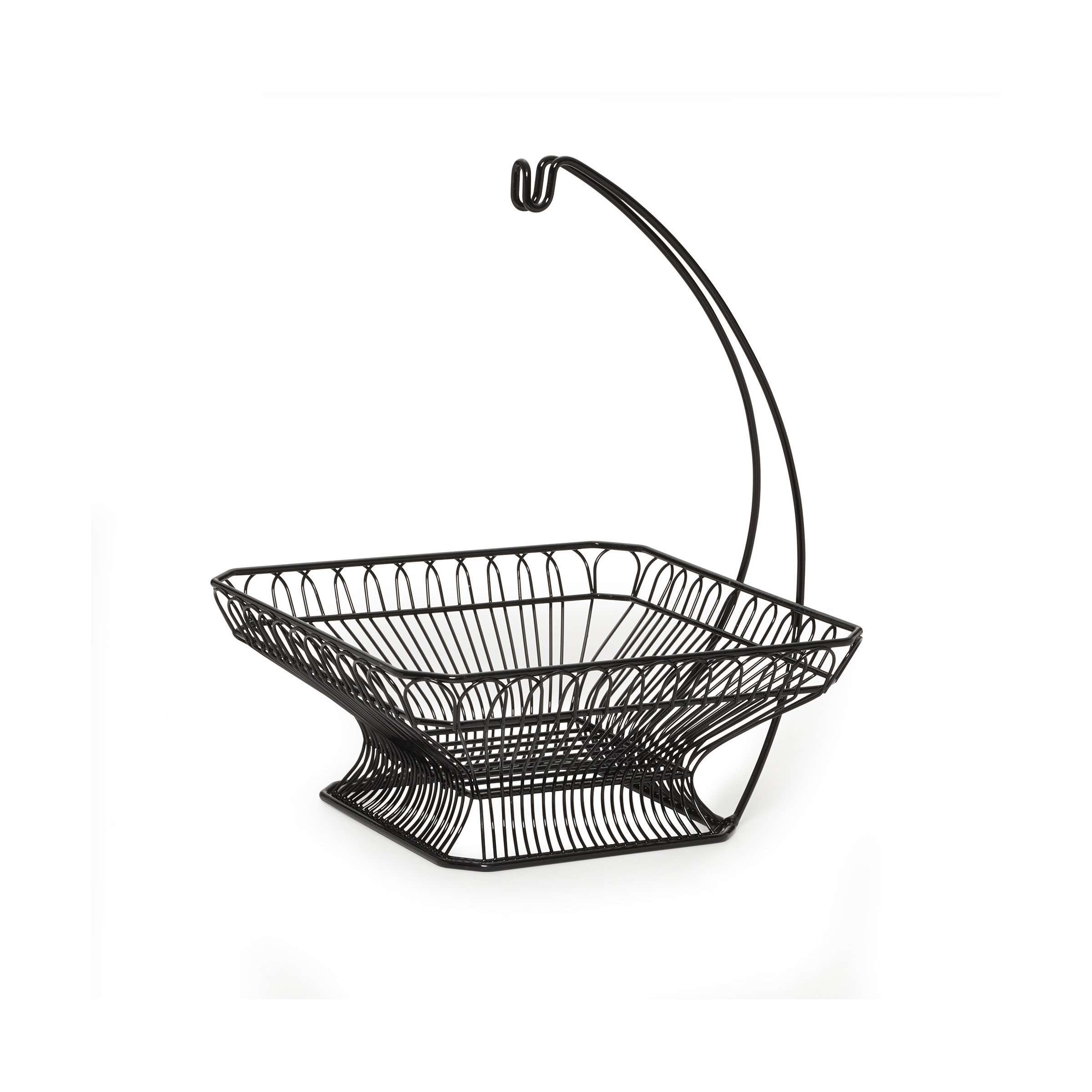 Mikasa Gourmet Basics French Countryside Metal Fruit Basket with Banana Hook, Antique Black
