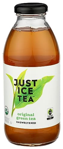 Just Ice Tea Ready To Drink Original Green Tea Unsweetened, Contains Caffeine, Fair Trade, Kosher, USDA Certified Organic, 16 Fluid Ounce (Pack of 12)