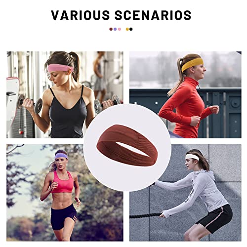 ONEYE Wide Workout Headbands for Women Men Non Slip Sport Sweatbands Solid Yoga Hairband High Elastic Moisture Wicking Headband