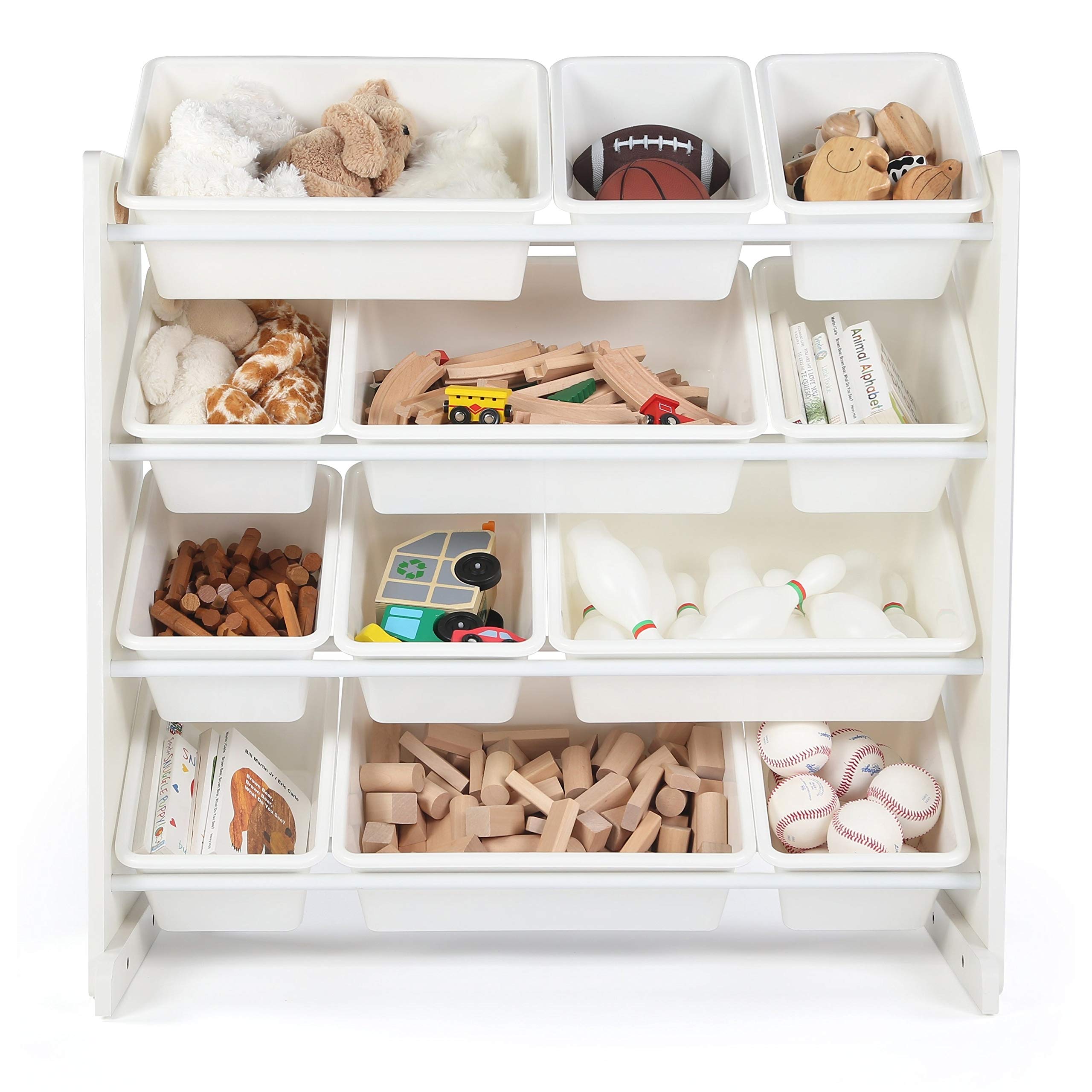 Kids Toy Storage Organizer W/ 12 Plastic Bins White/White White Includes Hardware