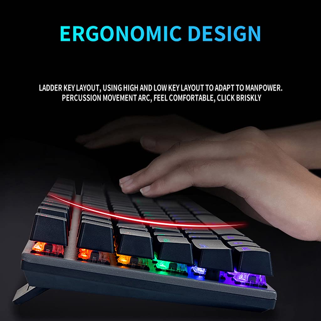 unband Wired Keyboard Metal USB Wired 104 Key Mechanical Gaming Keyboard with LED RGB Backlight Green Switch