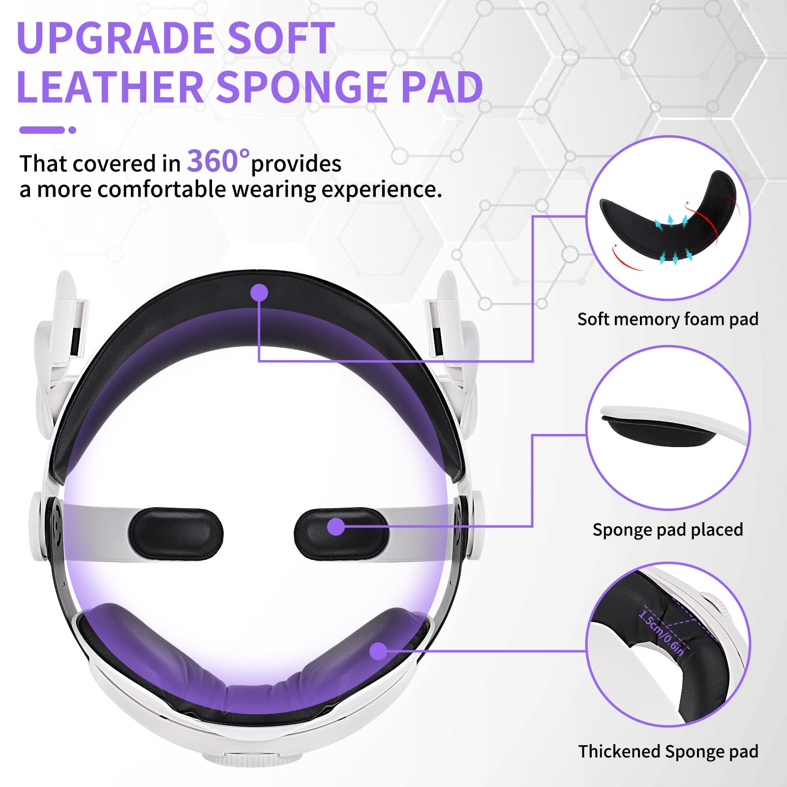 Quest 2 Elite Head Strap by 2BK,Soft Foam and Comfortable Skin-Friendly PU Surface,Reduce Facial Pressure,Light and Adjustable,Perfect for Adults and Kids
