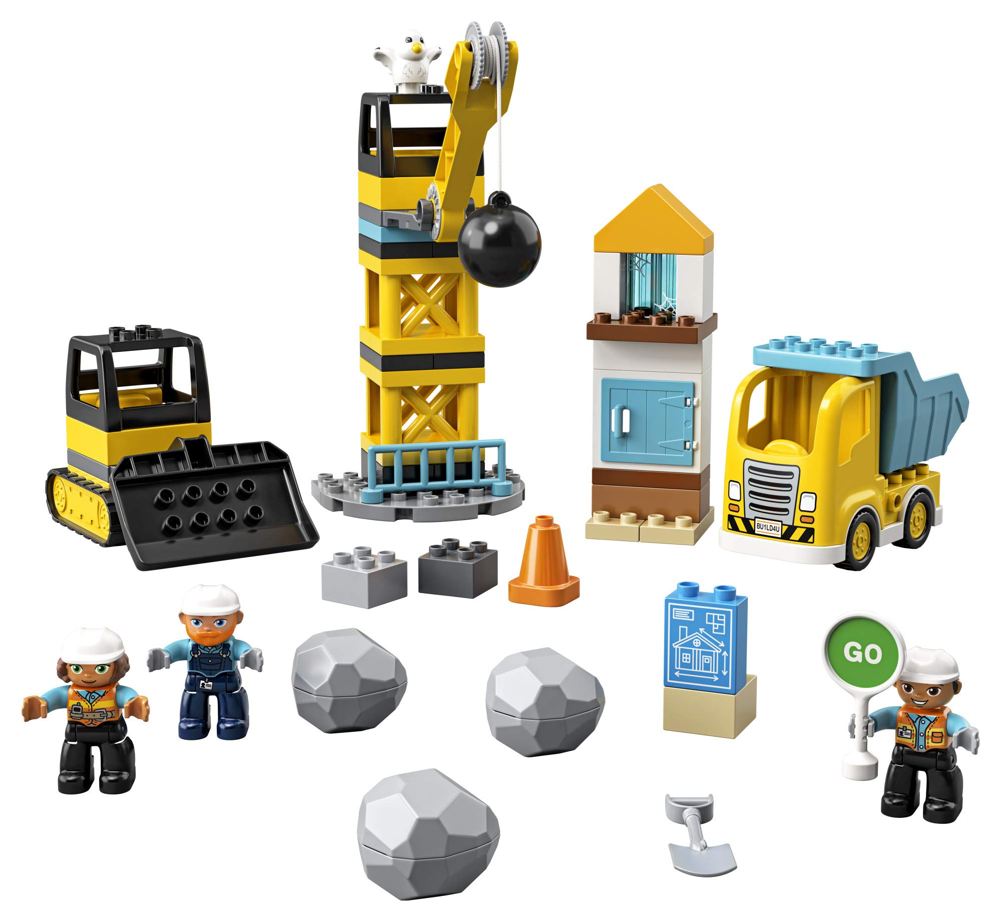 LEGO DUPLO Construction Wrecking Ball Demolition 10932 Toy for Preschool Kids; Building and Imaginative Play with Construction Vehicles; Great Developmental Gift for Toddlers (56 Pieces)