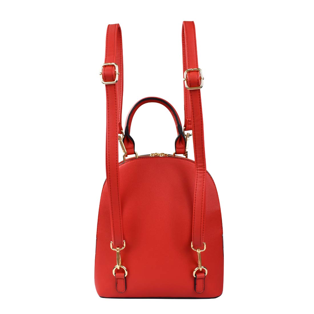 LA DEARCHUU Fashion Backpack Purse for Women Designer PU Leather Travel Bag Convertible Shoulder Bag Backpack Red