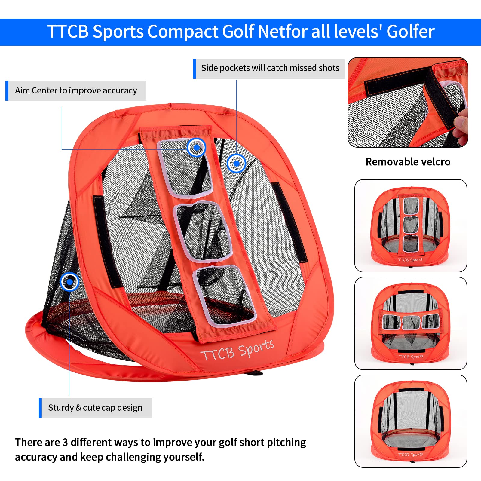Pop Up Golf Chipping Net, Chipping Net Golf Target Removable, 1 Golf Net with 2 Hitting Mats and 16 Training Balls, Indoor/Outdoor Golf Training Equipment, Golf Gifts for Men And Womens