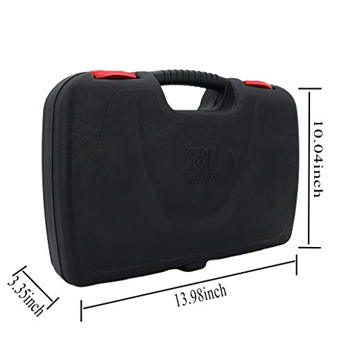 Small Home Tool Kit included Battery Screwdriver Cordless Women's Tool Kit with Case-SAVWAY P7994 Hand Tool Set with Black Toolbox for DIY Projects