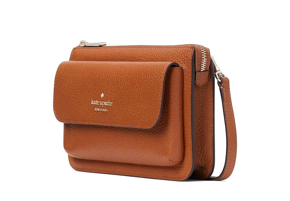 Kate Spade New York handbag for women Leila small flap crossbody bag, Warm Gingerbread