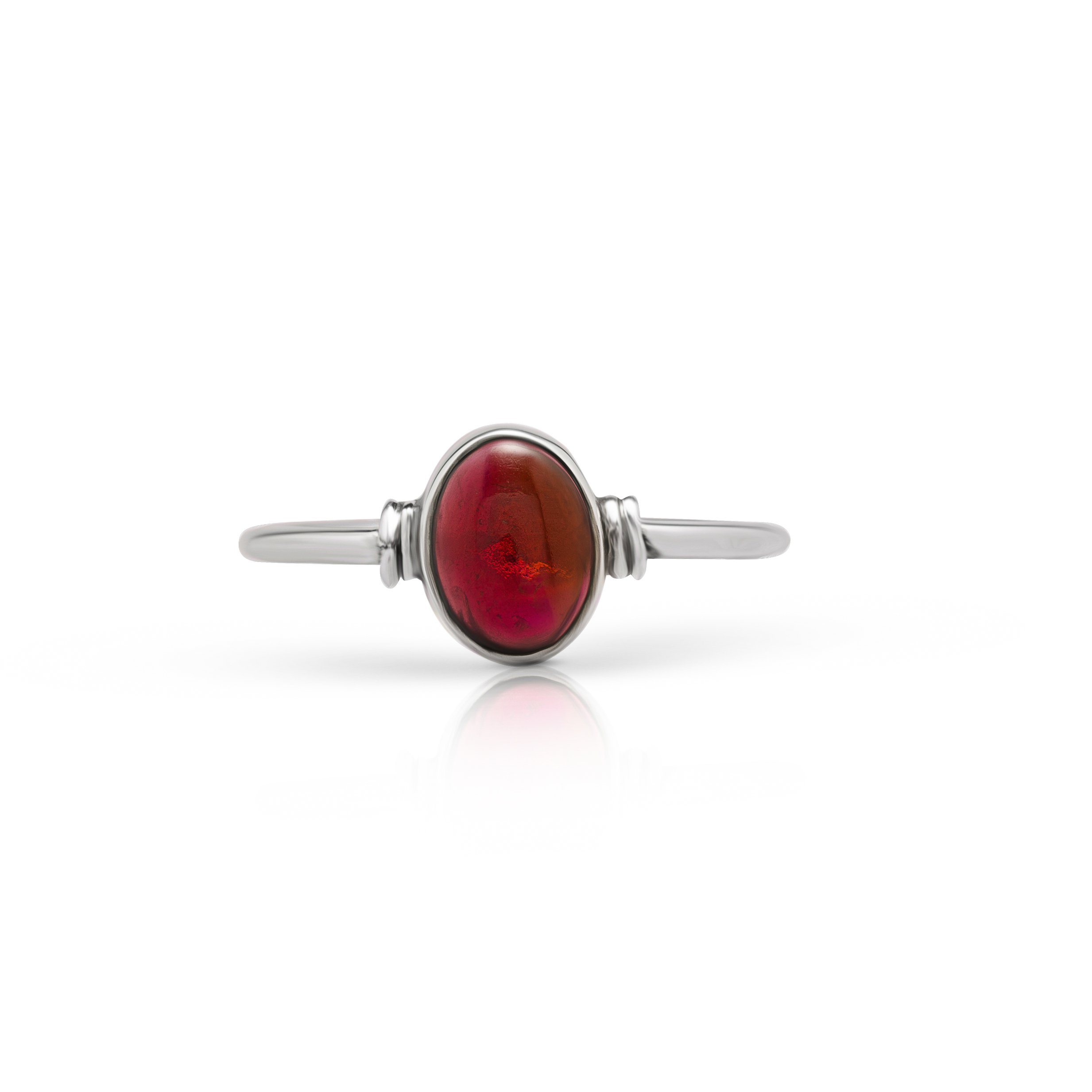 Koral Jewelry Oval Garnet Stone Delicate Ring 925 Sterling Silver Vintage Tribal Gipsy Boho Chic US Size 5 6 7 8 9 (7)
