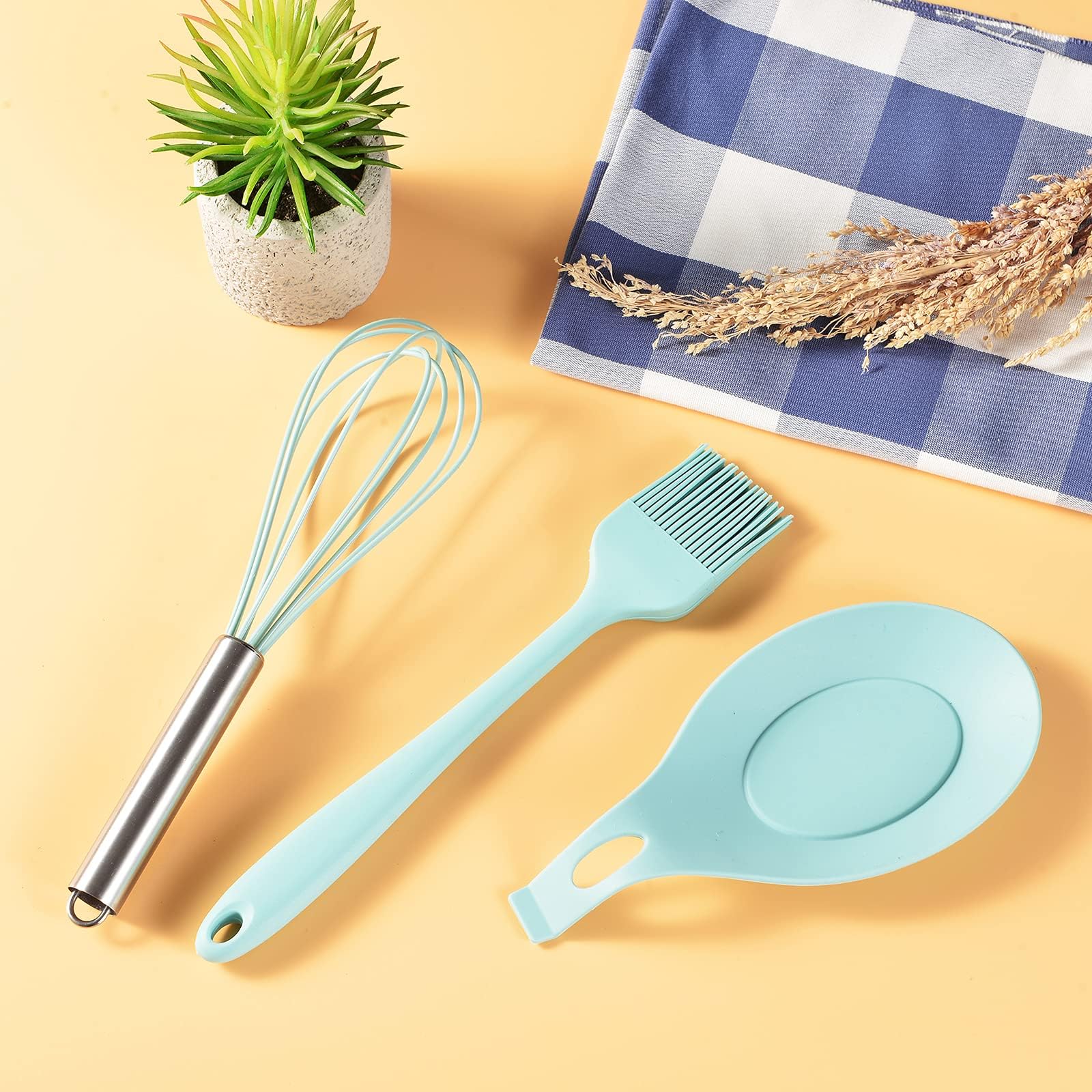 Kitchen Cooking Utensils Set of 11, P&P CHEF Heat-resistant Cooking Utensil Kitchen for Nonstick Cookware Cooking, Slotted Turner, Soup Ladle, Spatula, Pasta Server, Spoon
