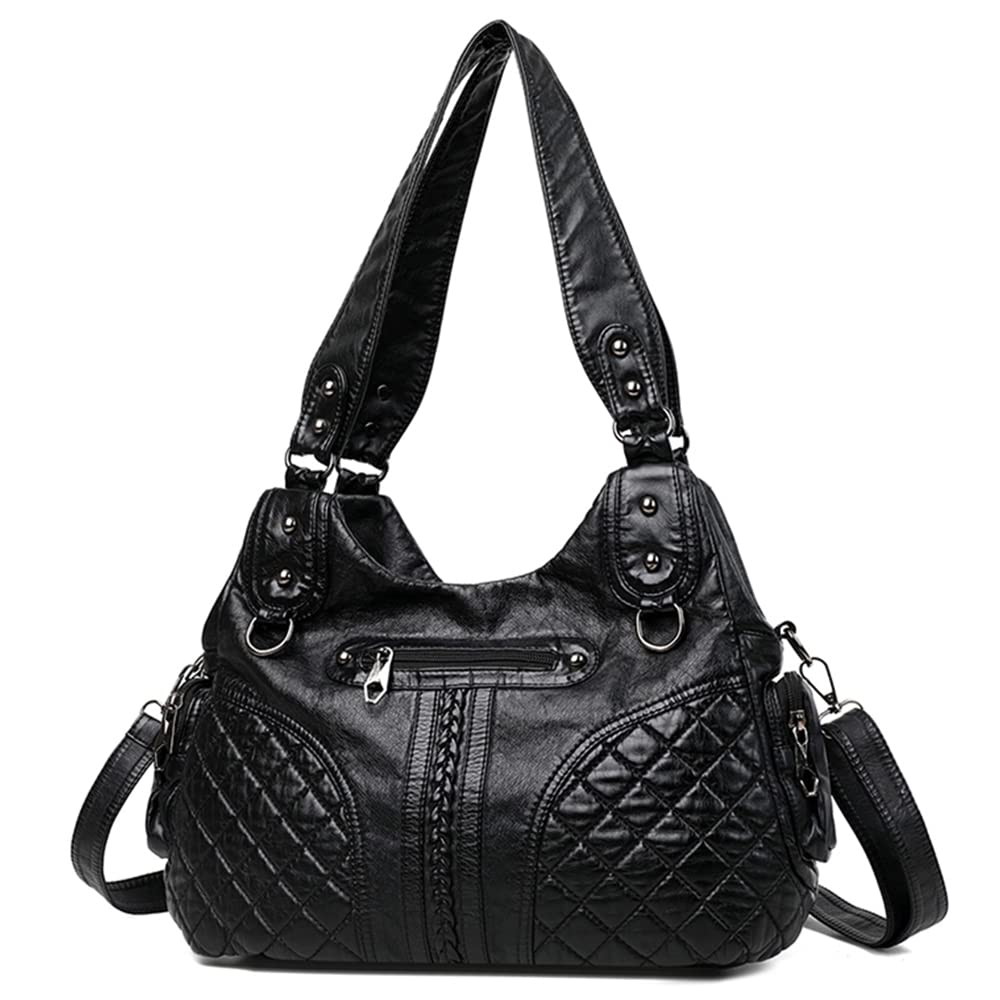 Sfly Women Satchel Shoulder Bag Washed Synthetic Leather Handbag Retro Soft Leather Tote Bag Ladies Hobo bag
