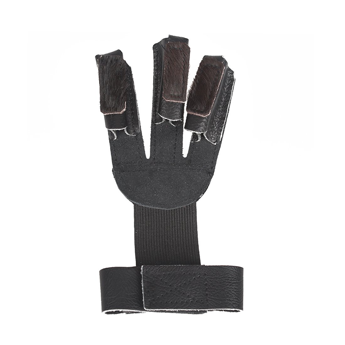 KRATARC Adult Youth Archery Leather Gloves Finge Arrow Bow Archery Accessories (Black-Youth Size)