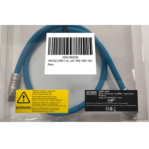 WLGQ USB C to USB C Cable, PD100W Skin-Friendly Liquid Silicone Material Fast Charging Cable USB Type C Interface Device Universal Charging Cable(Blue-6.6ft-2pcs)