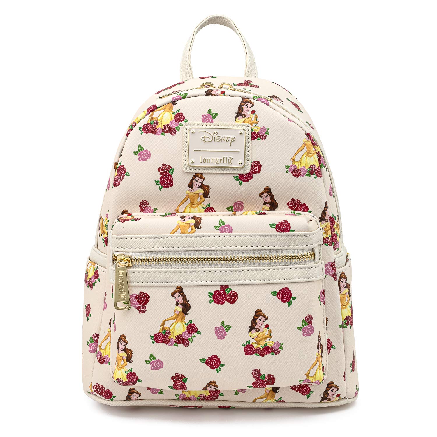 Loungefly x Beauty and the Beast Belle Floral Rose Print Mini Faux Leather Backpack
