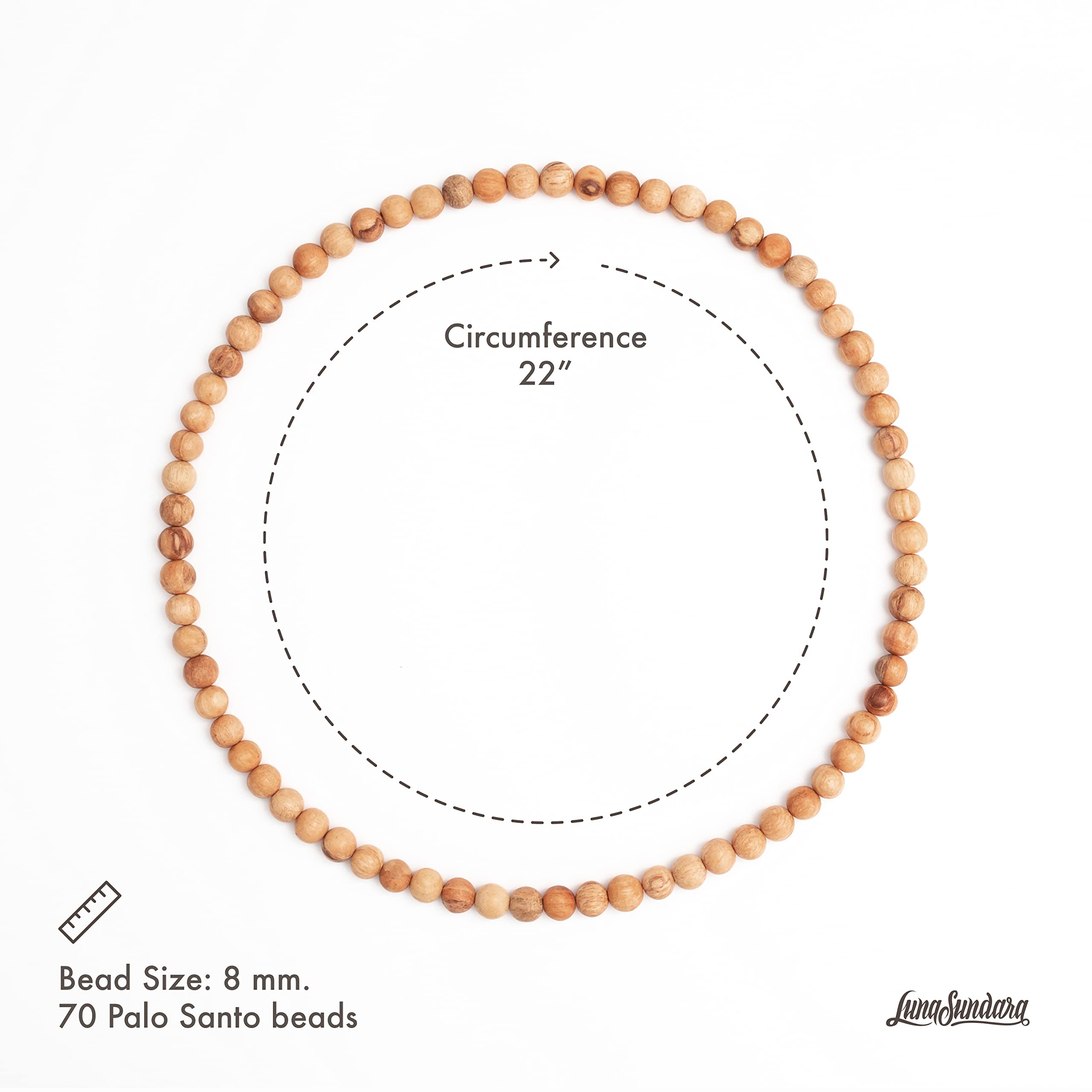 Luna Sundara Palo Santo Necklace Handmade in Peru Highly Aromatic and Spiritually Cleansing (Palo Santo)