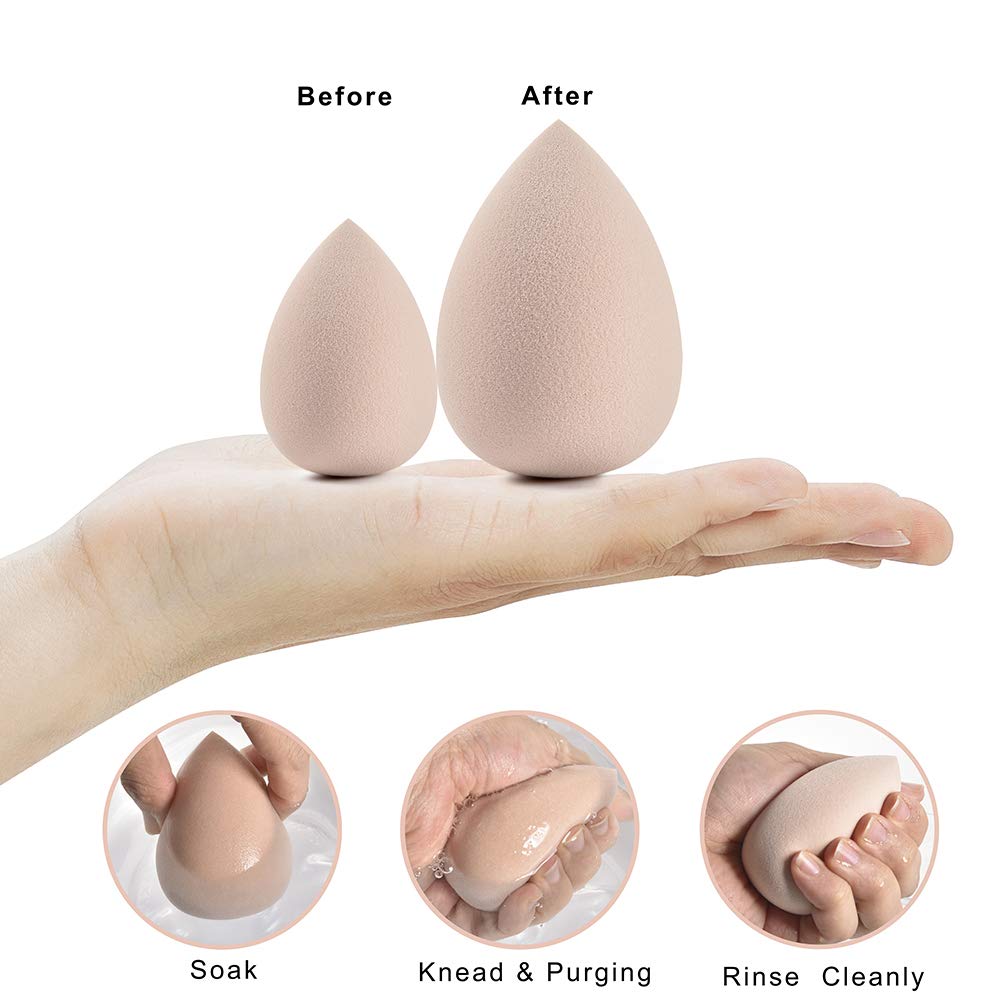 Makeup Sponge, 4pcs Makeup Sponges Blender Set, Foundation Blender Sponge with Sponge Holder, for Liquid Cream and Wet Use, Multi-Color BB Bream Beauty Sponges for Cosmetic Tools
