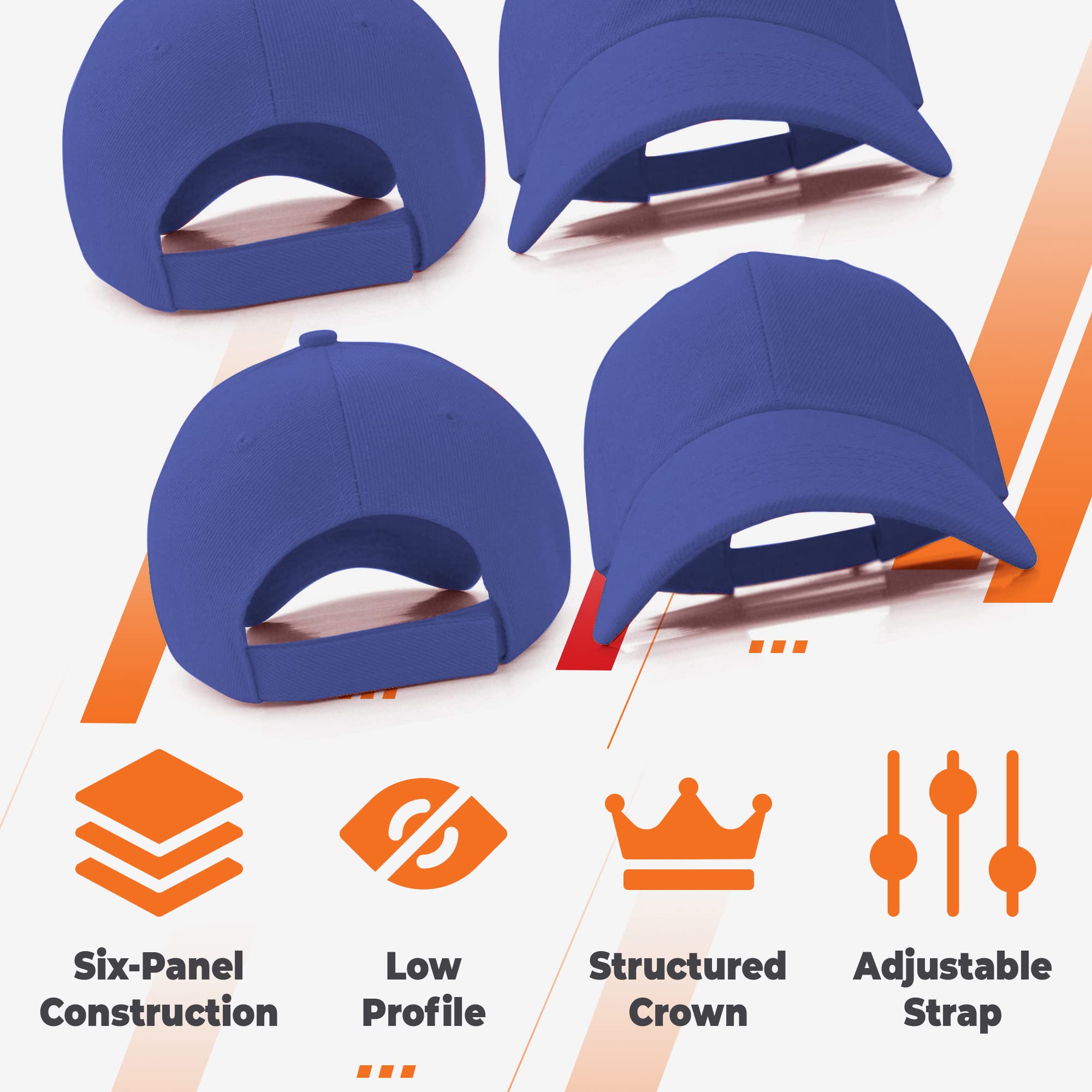 Kangora Plain Baseball Cap Adjustable Men Women Unisex | Classic 6-Panel Hat | Outdoor Sports Wear (20+Colors) (Blue)