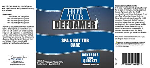 Spa & Hot Tub Defoamer - Quart - Quickly Removes Foam Without The Use of Harsh Chemicals, Eco-Friendly Safe Silicone Emulsion Formula - Concentrate