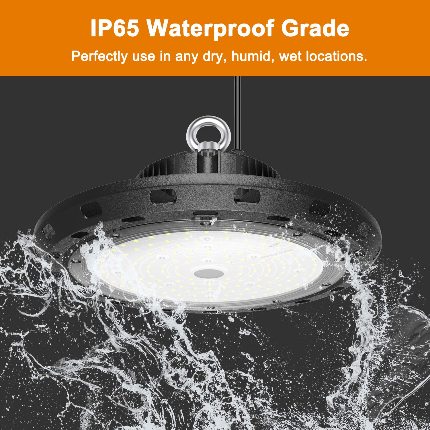 LED High Bay Light 100W 15,000lm 5000K Daylight 400W MH/HPS Equivalent with US Plug 5’ Cable UFO LED Shop Lights Commercial Warehouse Workshop Garage Factory Lowbay Area Lighting Fixture, Non-Dim