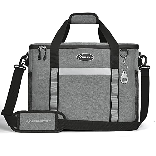 Maelstrom Collapsible Soft Sided Cooler - 75 Cans Extra Large Lunch Cooler Bag Insulated Leakproof Camping Cooler, Portable for Grocery Shopping, Camping, Tailgating and Road Trips,Grey